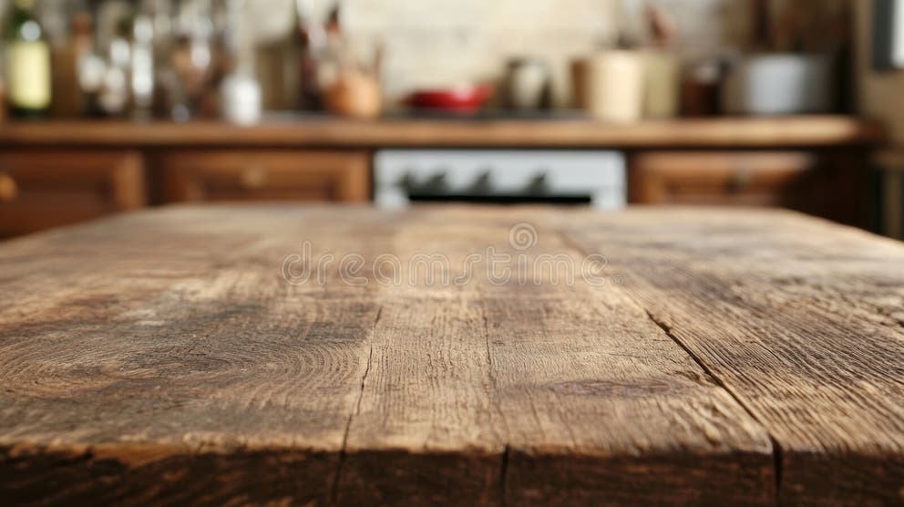 A Kitchen Table Made of Rustic Wood Set Against a Vintage Backdrop ...