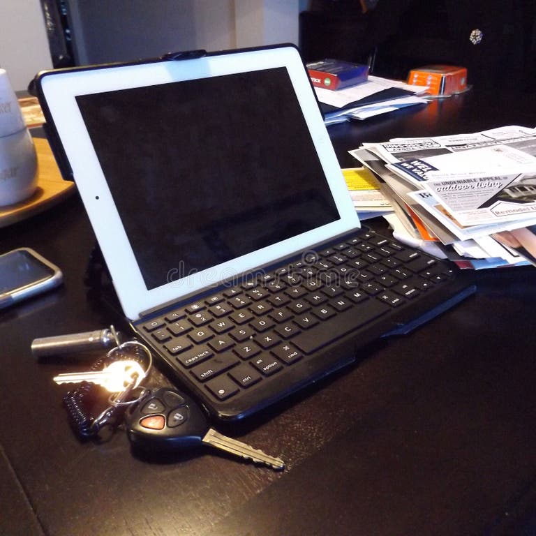 Kitchen Table Office Desktop Station Editorial Image - Image of office ...