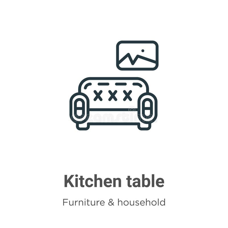 Dinner Table Outline Vector Icon. Thin Line Black Dinner Table Icon ...