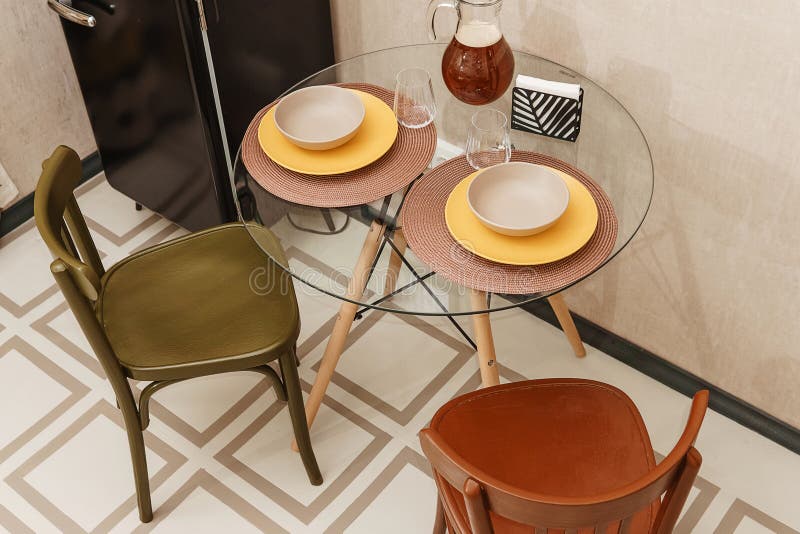 Kitchen Table Setting, Kitchen Interior Details in Natural Tones. Stock ...