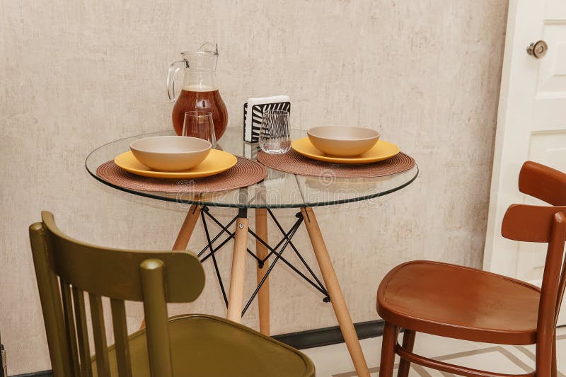 Kitchen Table Setting, Kitchen Interior Details in Natural Tones. Stock ...