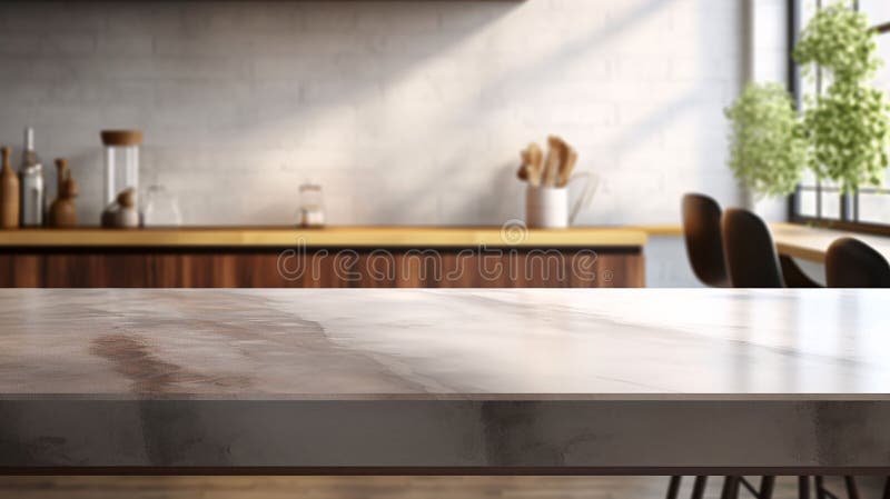 Kitchen Table Top with Blurred Modern Interior. AI Generative Stock ...