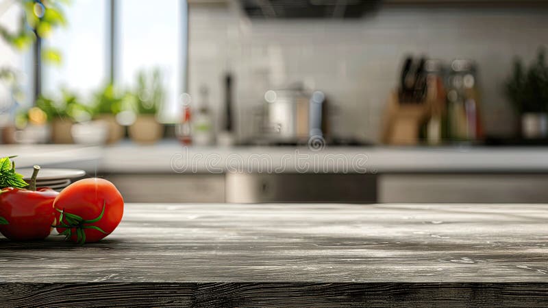 Kitchen Table Top for Product Display with Blurred Modern Interior ...