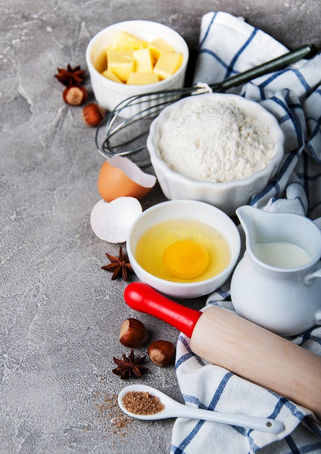 Kitchen Table with Baking Ingredients Stock Image - Image of culinary ...