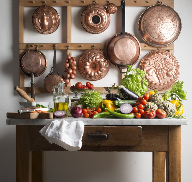 Kitchen table stock photo. Image of ingredient, vegetable - 53699906