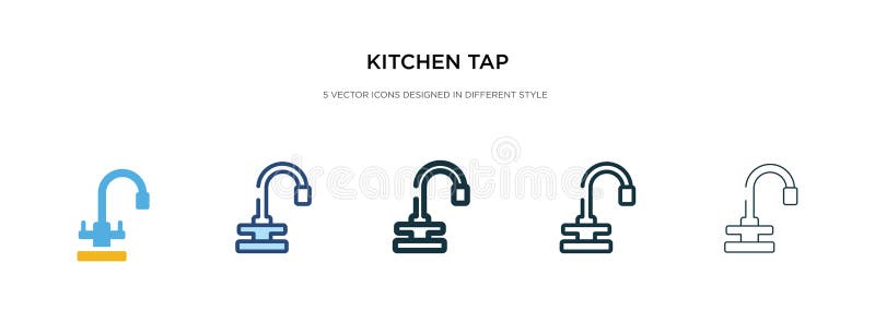 Kitchen Tap Icon in Different Style Vector Illustration. Two Colored ...