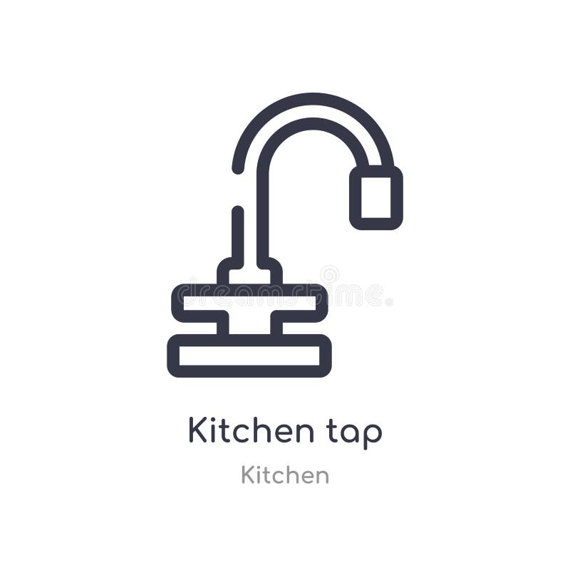 Kitchen Tap Outline Icon. Isolated Line Vector Illustration from ...