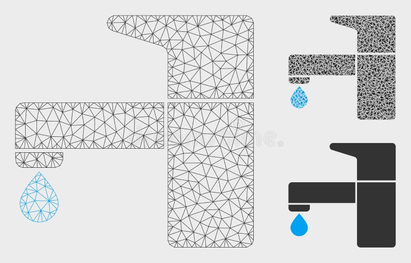Kitchen Tap Vector Mesh Carcass Model and Triangle Mosaic Icon Stock ...
