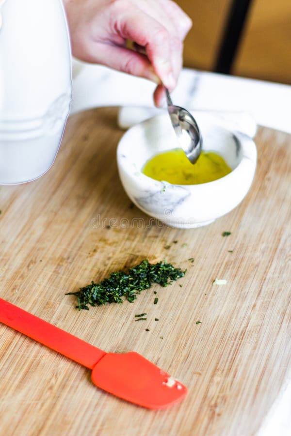 Kitchen Techniques on a Marble Mortar Stock Image - Image of kitchen ...