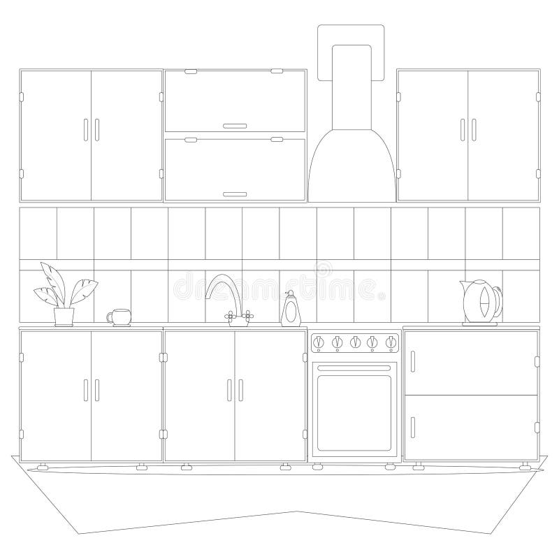 Kitchen template stock vector. Illustration of design - 181995428