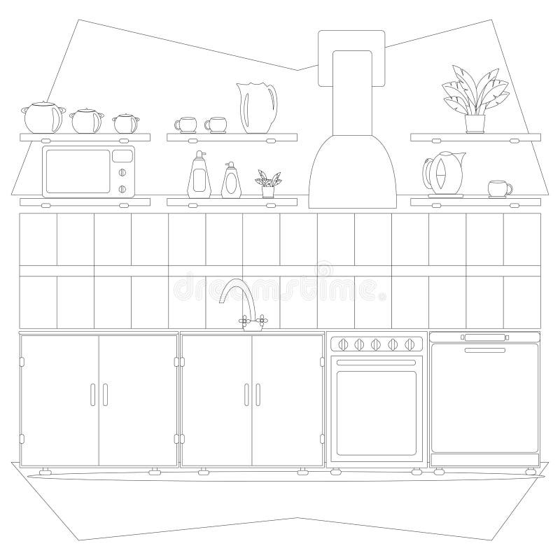 Kitchen template stock vector. Illustration of food - 181995445