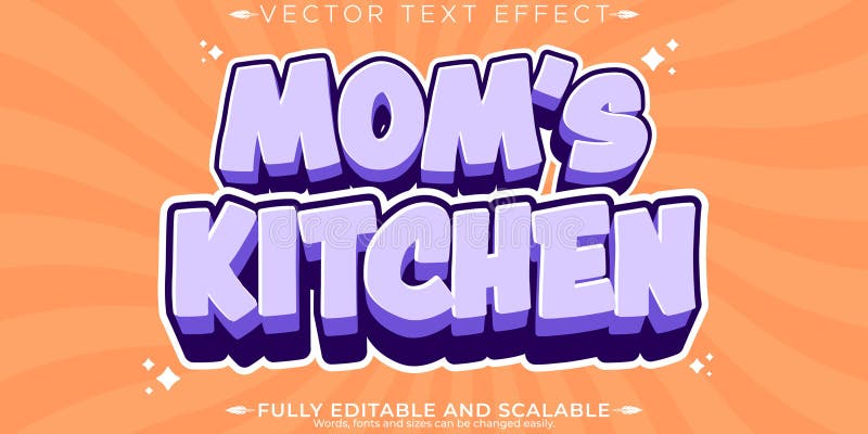 Kitchen Text Effect, Editable Mother and Cute Text Style Stock Vector ...