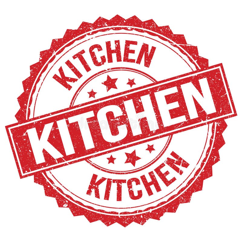 KITCHEN Text on Red Round Stamp Sign Stock Illustration - Illustration ...