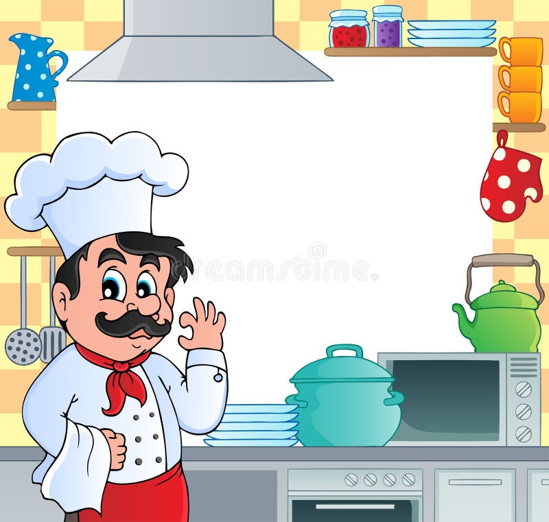 Frame With Chef Holding Meal Stock Illustration - Illustration of ...