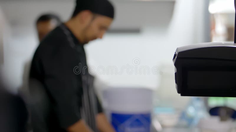 Kitchen Ticket Printer with Hispanic Chefs As Background Stock Footage ...