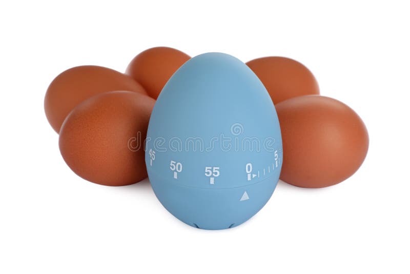Kitchen Timer and Chicken Eggs on White Background Stock Photo - Image ...