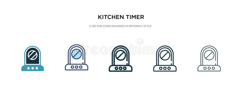 Kitchen Timer Icon in Different Style Vector Illustration. Two Colored ...