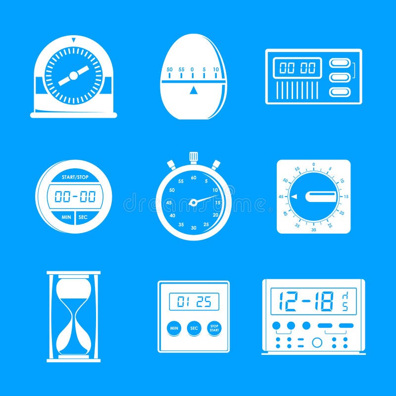 Kitchen Timer Icons Set, Simple Style Stock Vector - Illustration of ...