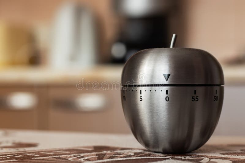 Kitchen Timer in Shape of Apple on Table. Space for Text Stock Image ...