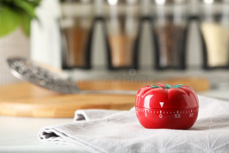 Kitchen Timer in Shape of Tomato on White Table. Space for Text Stock ...