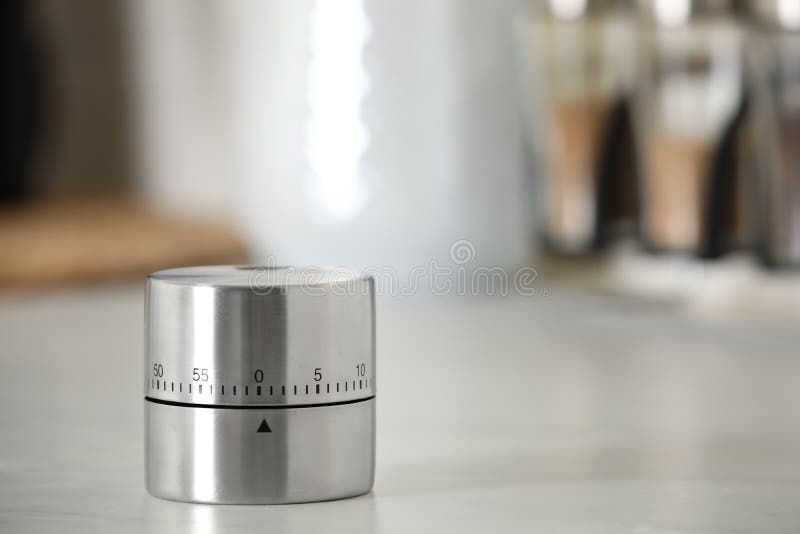 Kitchen Timer on White Table Indoors. Space for Text Stock Photo ...
