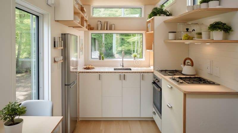 Kitchen Tiny House Interior Stock Illustration - Illustration of ...