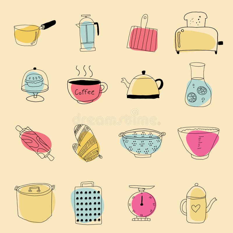 The Kitchen Tool Draw Image for Food or Cooking Concept Stock Vector ...