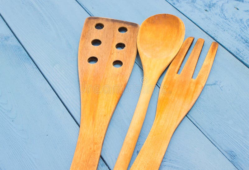 Kitchen Tools on a Blue Board Stock Photo - Image of cook, tool: 56232004