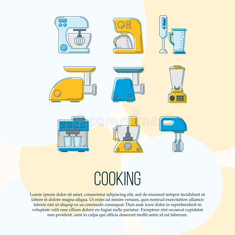 Kitchen Tools Card Concept. Culinary Illustration in Flat Style for ...