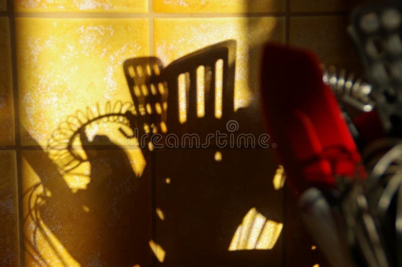 Shadow of kithcen tools stock photo. Image of fork, cuisine - 171444878