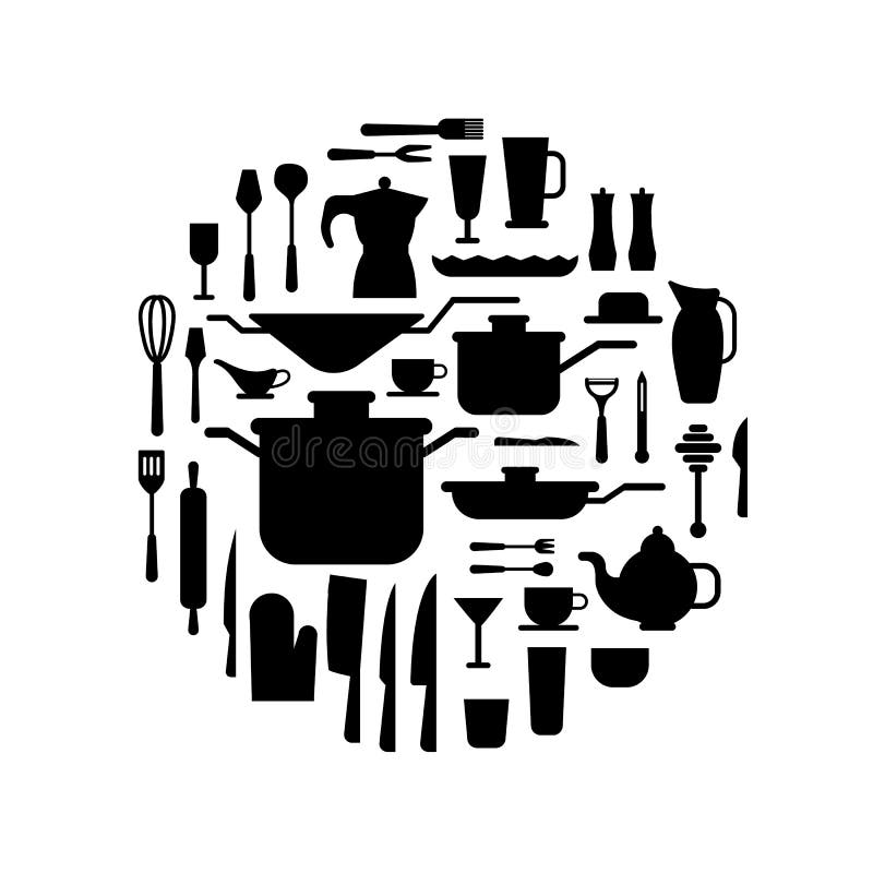 Kitchen tools collection stock vector. Illustration of dishware - 79900489