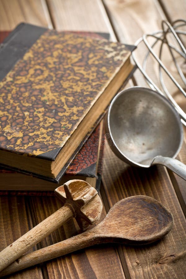 Kitchen Tools with Cookbook Stock Photo - Image of scoop, note: 34215016