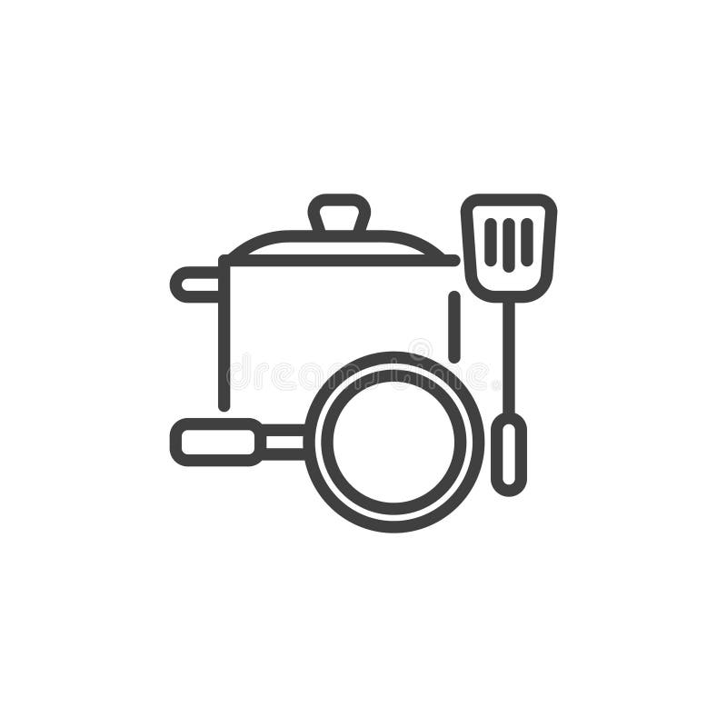 Kitchen Tools and Cookware Line Icon Stock Vector - Illustration of ...