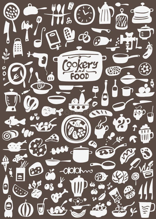 Raw food doodles stock vector. Illustration of icons - 90069848