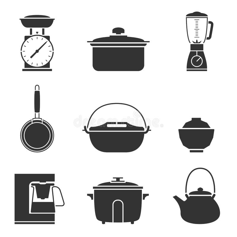 Kitchen Tools Icons Set Great for Any Use. Vector EPS10. Stock ...