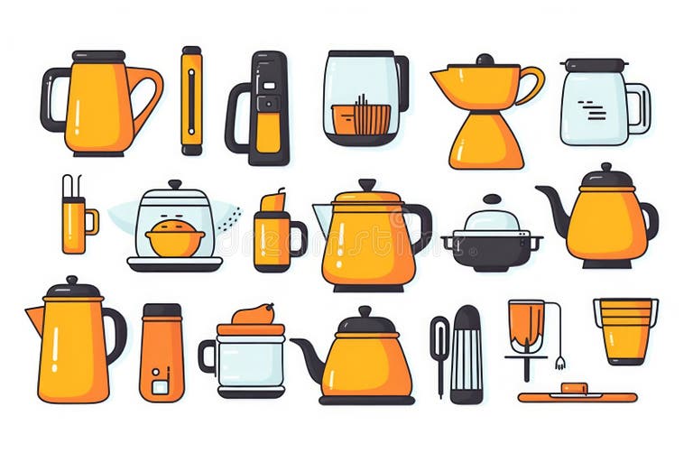 Kitchen Tools. Kitchenware, Cooking Baking Utensils. Doodle Ceramic ...