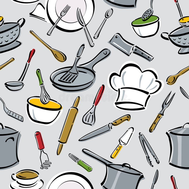 Chef Utensils Pattern Stock Illustrations – 2,064 Chef Utensils Pattern ...