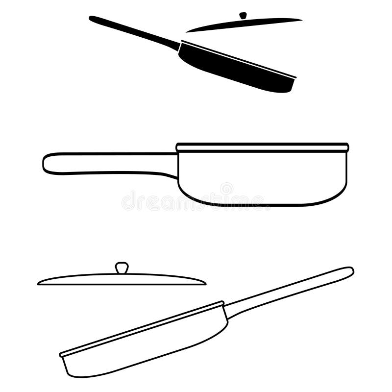 Three Cooking Pans Isolated White Stock Illustrations – 22 Three ...