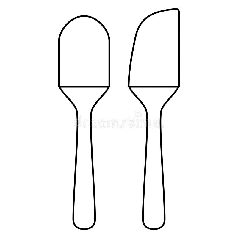 Kitchen Tools Set of Two Silicon Spatulas for Baking and Cooking Outline Simple Minimalistic ...