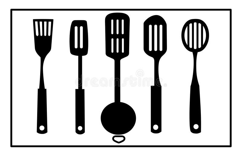 Kitchen Tools Silhouette, Kitchen Utensils Silhouette Stock Vector ...
