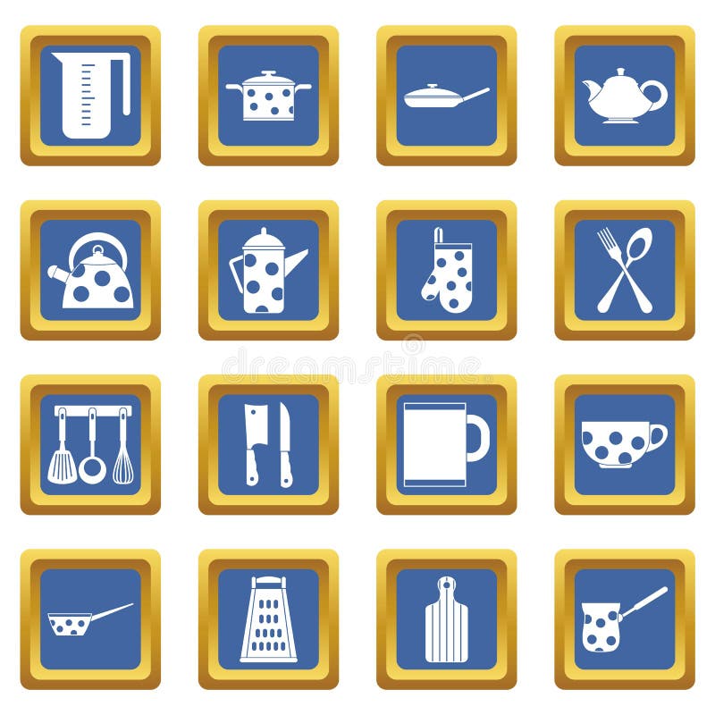 Kitchen Tools and Utensils Icons Set Blue Stock Vector - Illustration ... Kitchen Tools and Utensils Icons Set Blue Stock Vector - Illustration ...