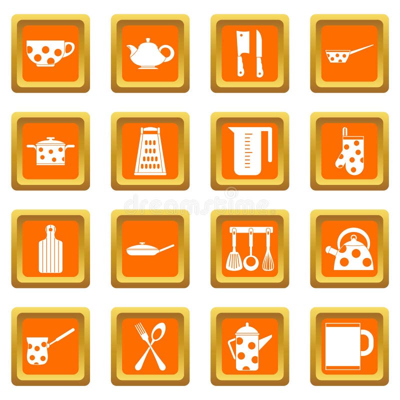 Kitchen Tools and Utensils Icons, Flat Style Stock Vector ...