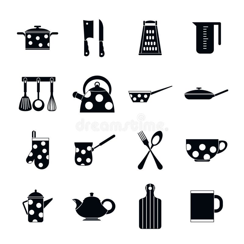 Kitchen Tools and Utensils Icons, Simple Style Stock Vector ...