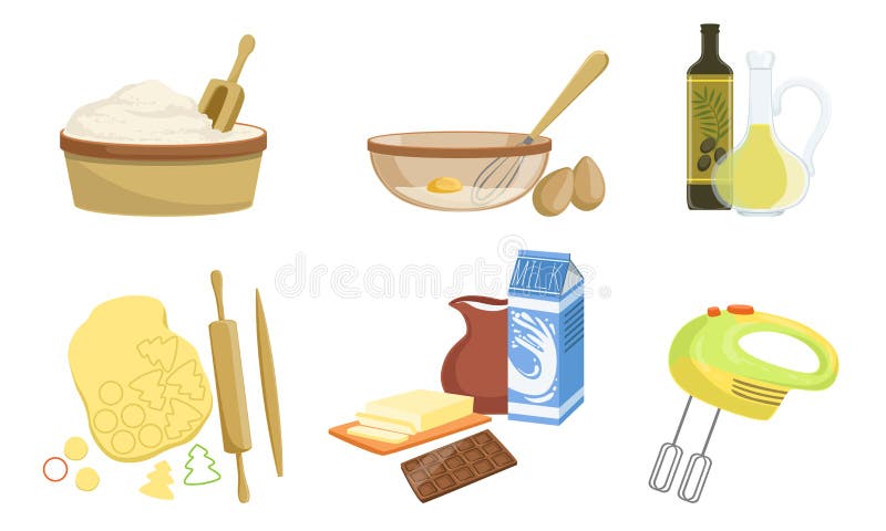 Kitchen Tools and Utensils Set, Baking Ingredients, Bakery Elements ...