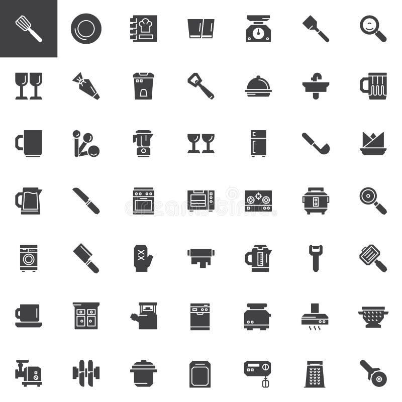 Kitchen Tools Vector Icons Set Stock Vector - Illustration of pitcher ...