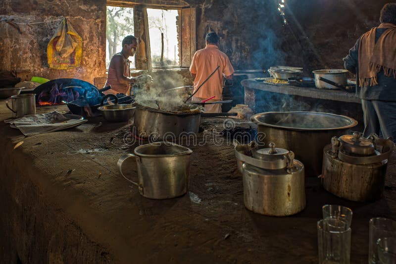 Kitchen of Traditional Indian Roadside Food Joint(Dhaba) Editorial ...