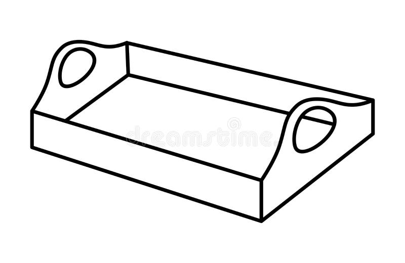 Linear Drawing of a Food Tray on a White Background Stock Vector ...