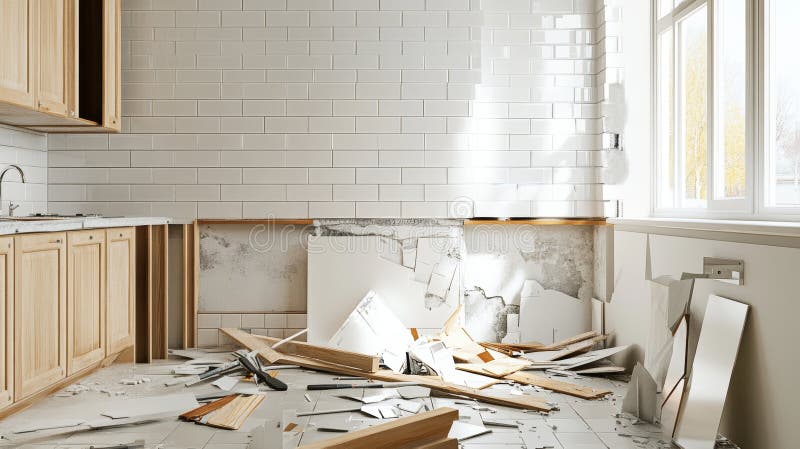 A Kitchen Undergoing Modern Renovation, Featuring New Cabinet ...