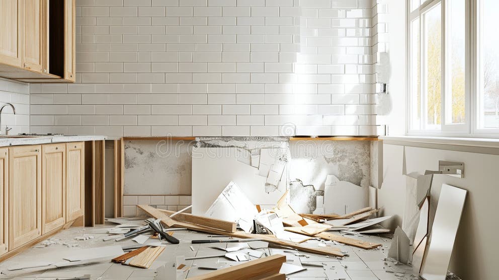A Kitchen Undergoing Modern Renovation, Featuring New Cabinet ...