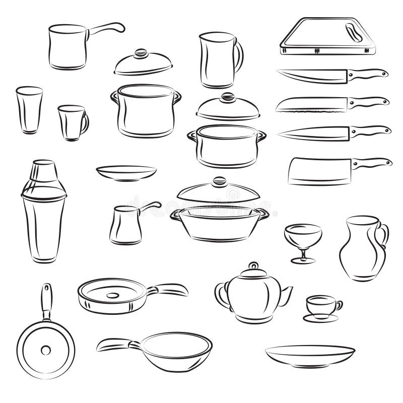 Kitchen utensil collection stock vector. Illustration of roasted - 35118741